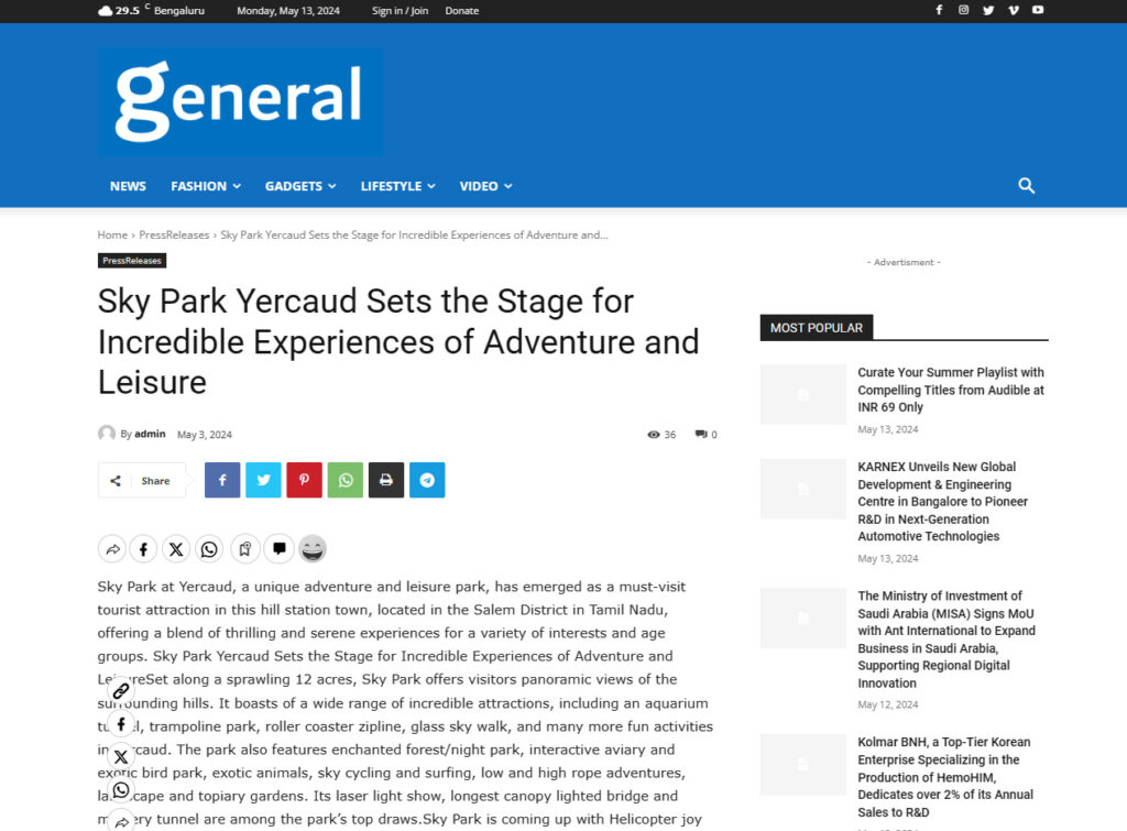 Amazing Theme Park Adventure in Yercaud - Sky Park